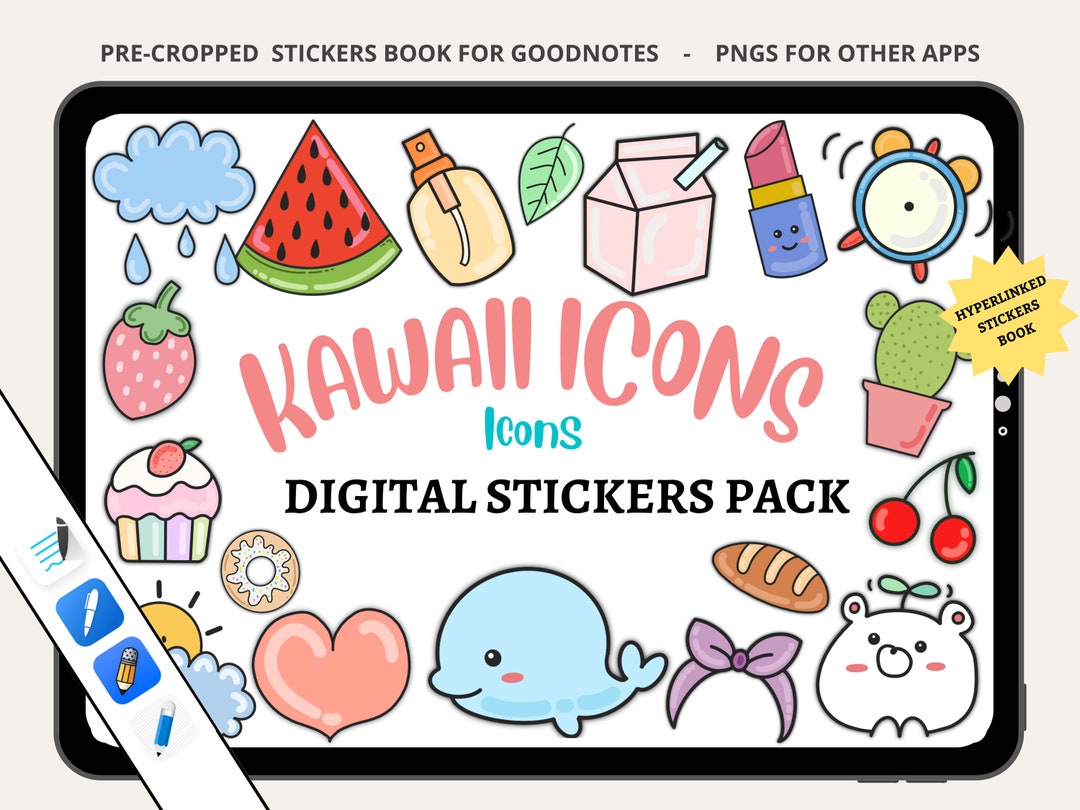 Cute Digital Sticker Pack, Kawaii Goodnotes Stickers, Planner Stickers ...
