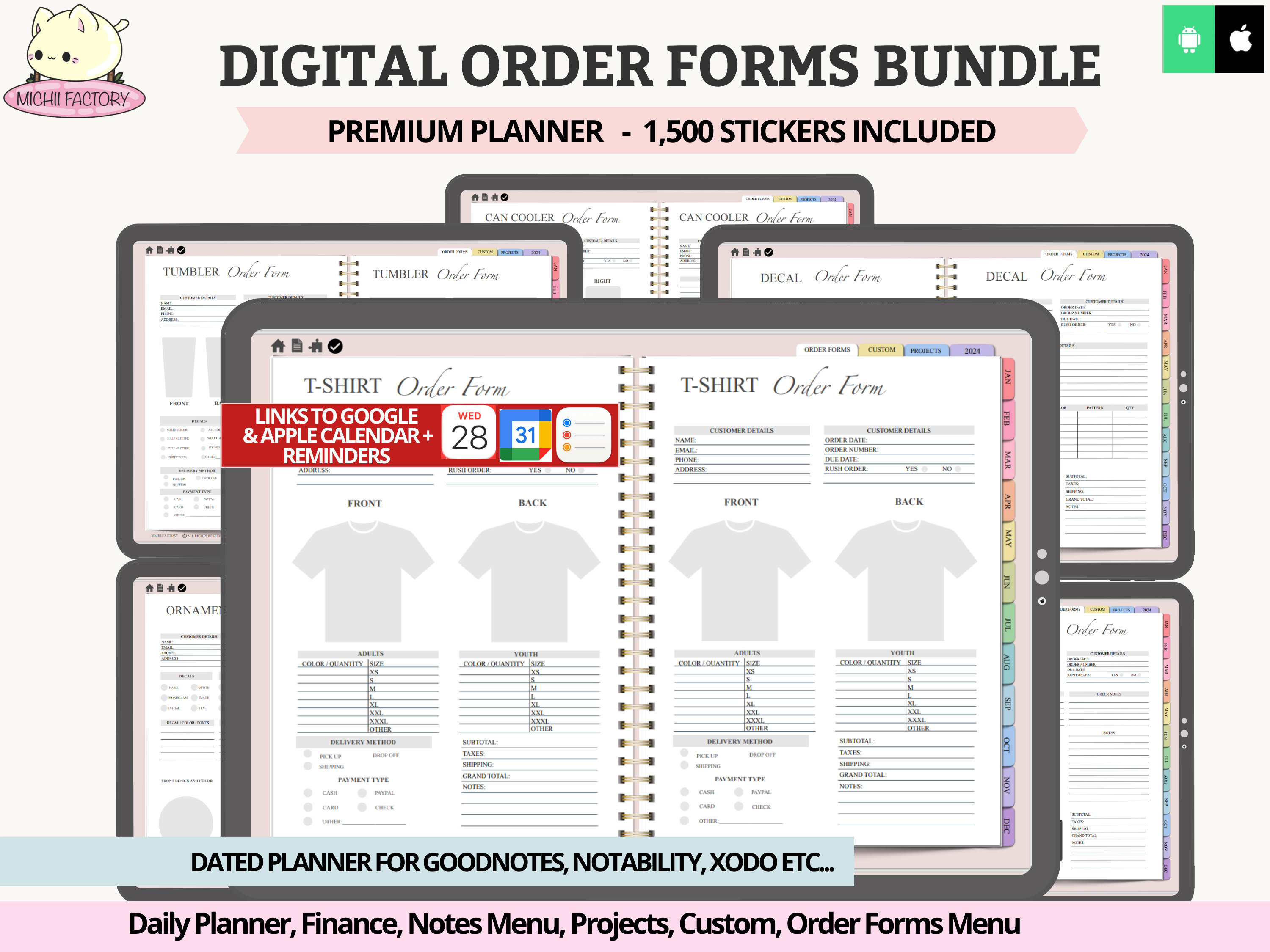 Digital Order Forms Bundle for Goodnotes, Order Form Template, Small ...