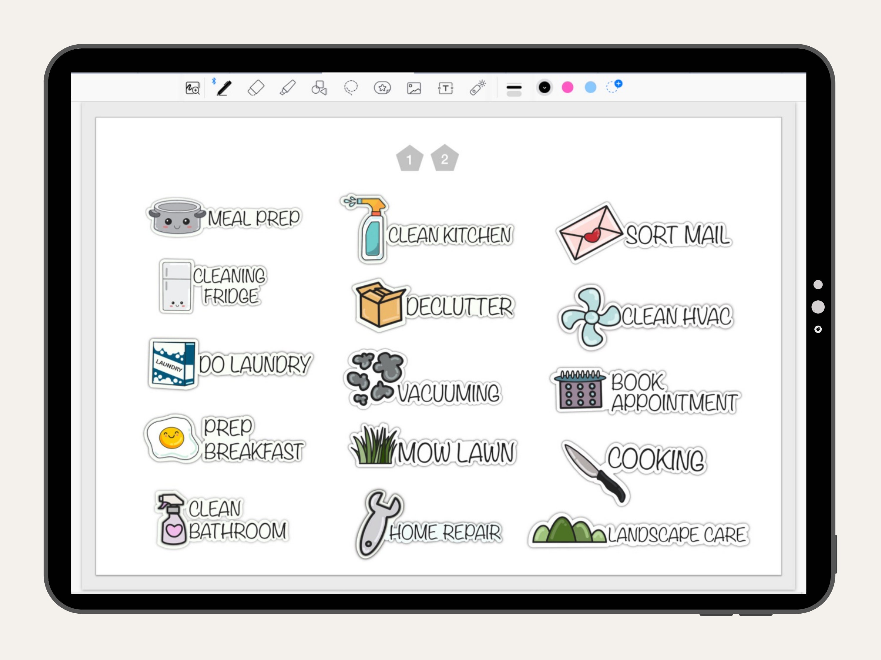 House Chore Goodnotes Stickers, Cute Household Chores Digital Planner ...