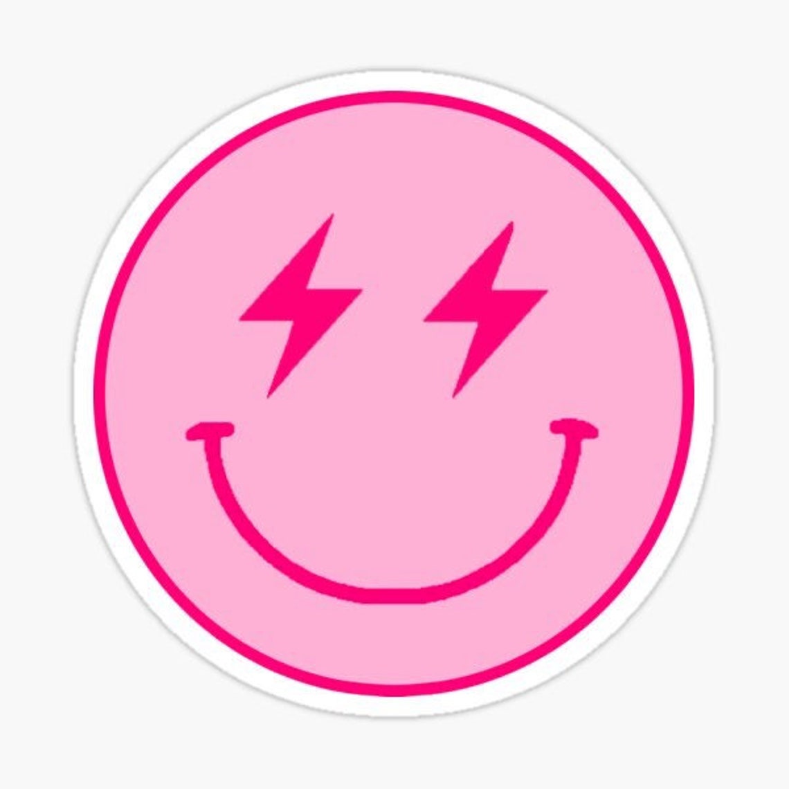 Pink smiley face sticker | Etsy