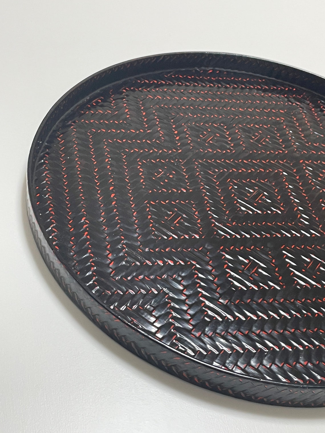 Japanese Lacquer tray Black and Red Rntai Lacquer Wood | Etsy