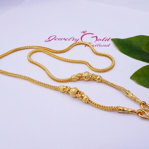 Beaded Lai Thai Link Necklace Gold Sukhothai Style Thai Baht Yellow ...
