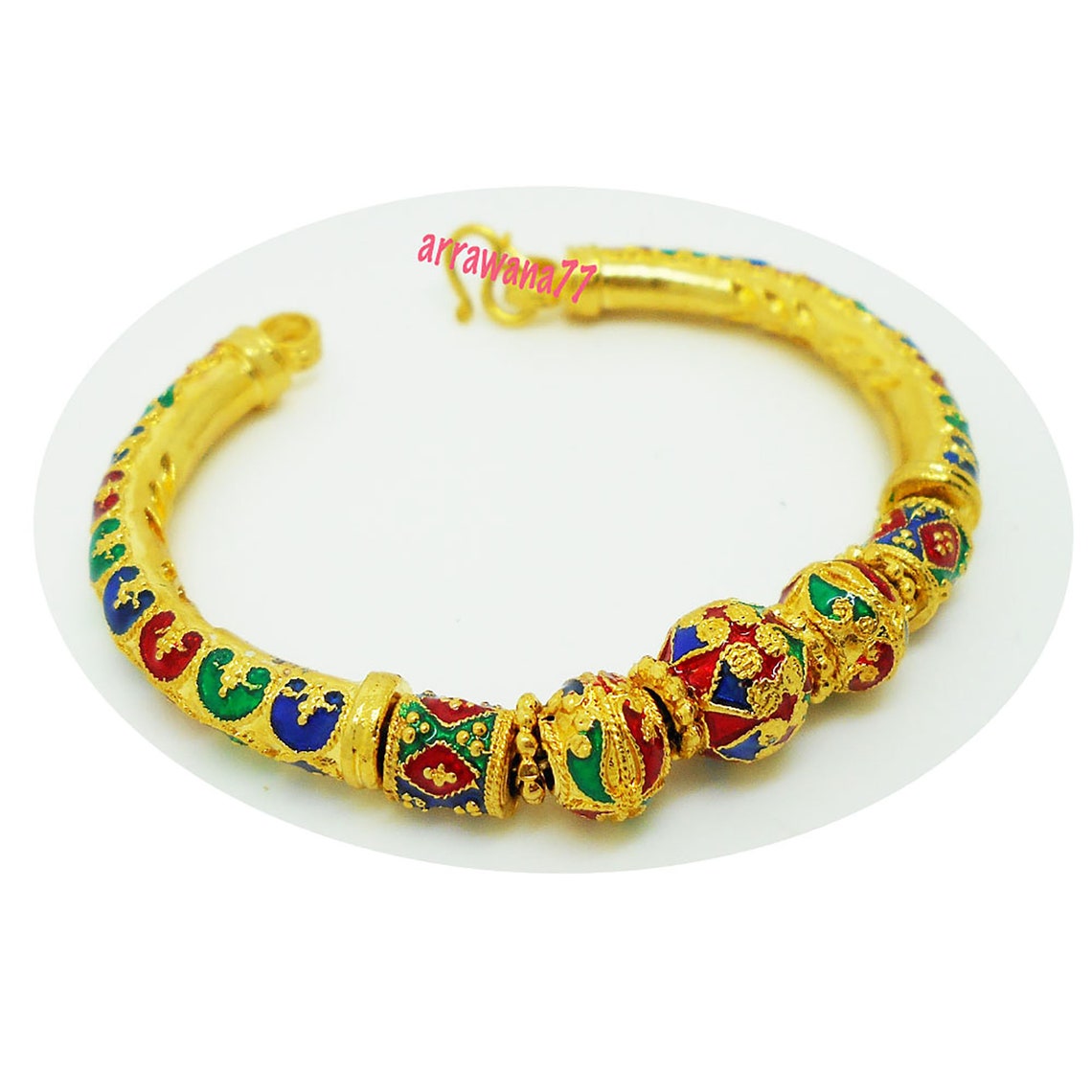 Beaded Lai Thai Enamel Bracelet Bangle 22K 23K 24K Thai Baht - Etsy Beaded Lai Thai Enamel Bracelet Bangle 22K 23K 24K Thai Baht - Etsy