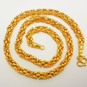 Thai Jewelry Gold Necklace Chain Link 22K 23K 24K Thai Baht Yellow Gold ...