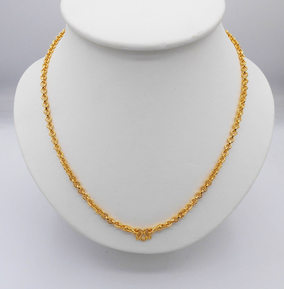 4 MM Gold Chain 22K 23K 24K Thai Baht Yellow Gold Plated for - Etsy