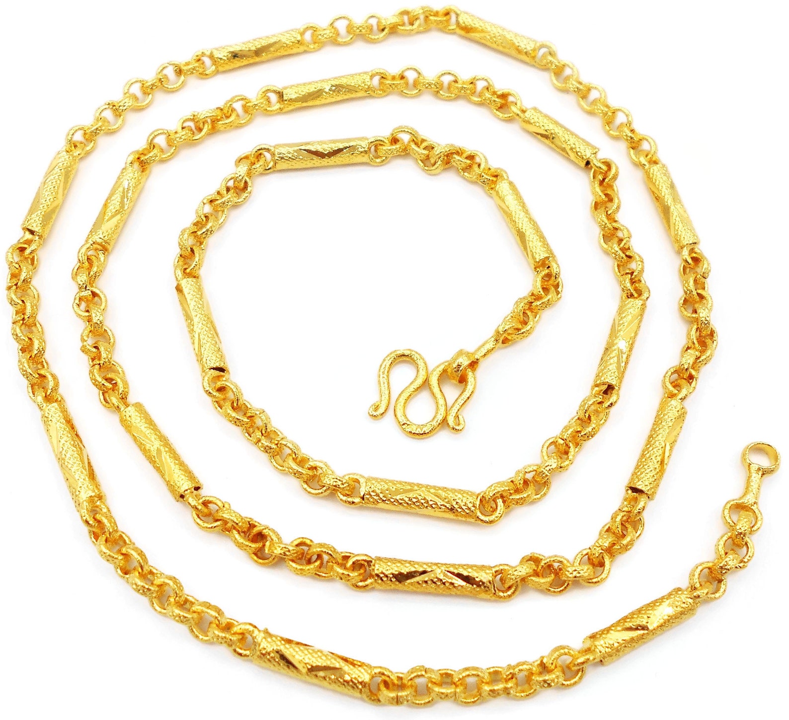 Thai Jewelry Gold Necklace Chain Link 22K 23K 24K Thai Baht | Etsy
