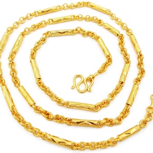 Thai Jewelry Gold Necklace Chain Link 22K 23K 24K Thai Baht | Etsy