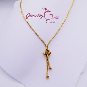 Lai Thai Necklace Enamel Sukhothai Style Thai Baht Yellow Gold Plated ...