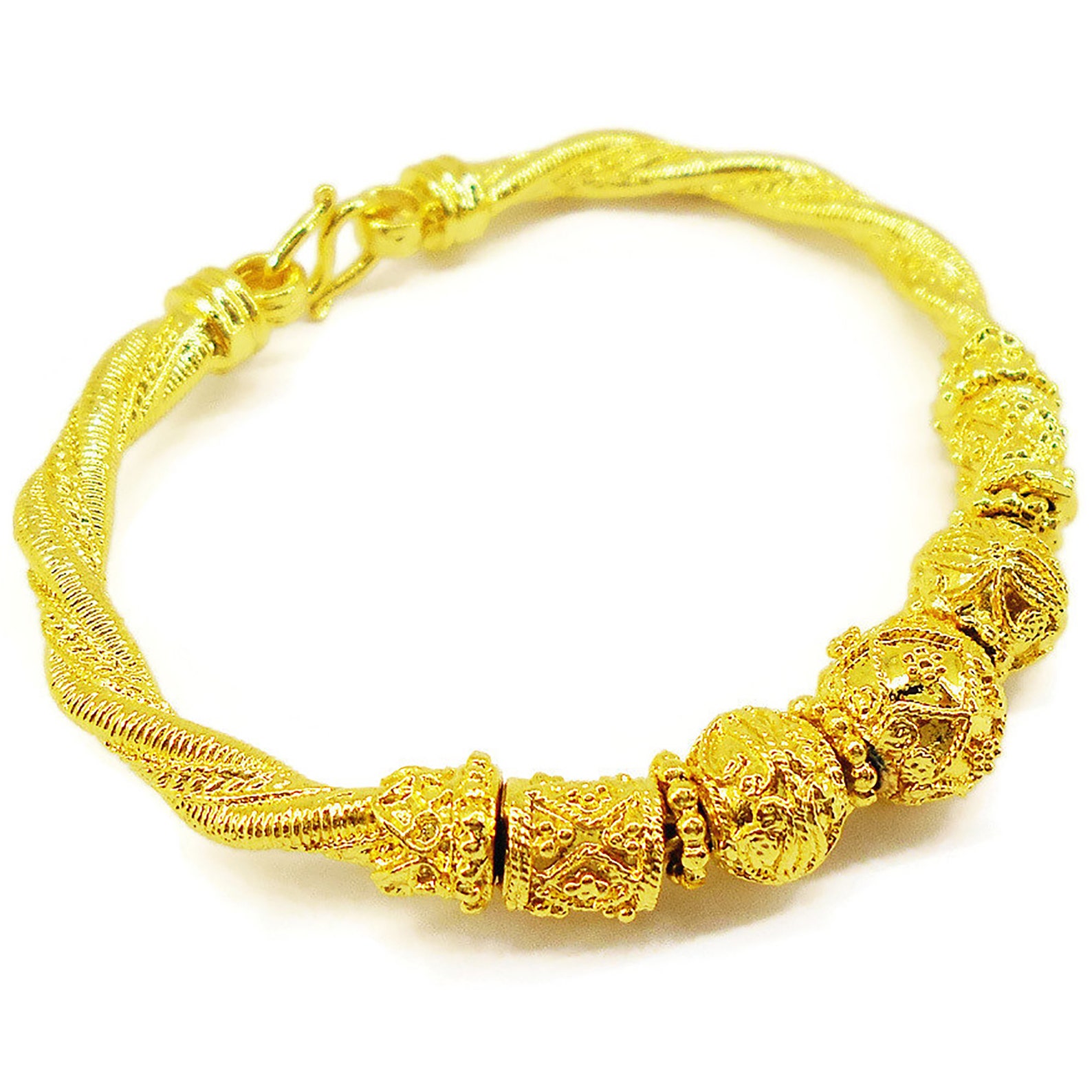 Beaded Lai Thai Bracelet Bangle 22K 23K 24K Thai Baht Yellow - Etsy