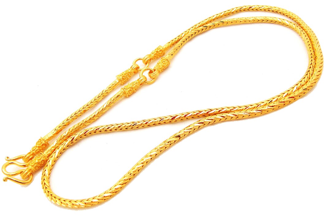 3 Hoops Necklace Gold Chain Link 24 Inch,30 Grams 22K 23K 24K Thai Baht ...