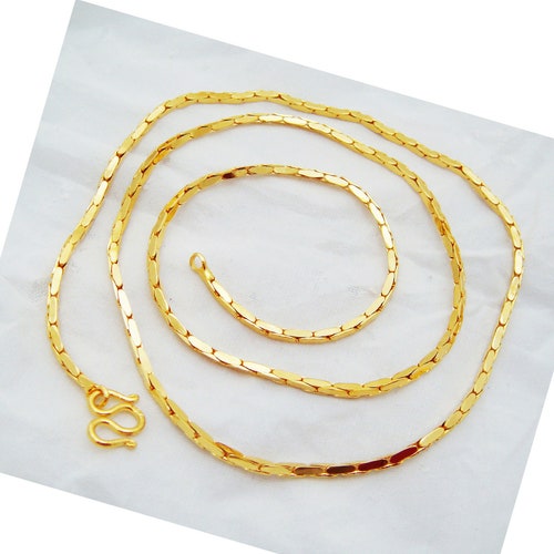 Necklace Gold Chain Link 22K 23K 24K Thai Baht Yellow Gold - Etsy
