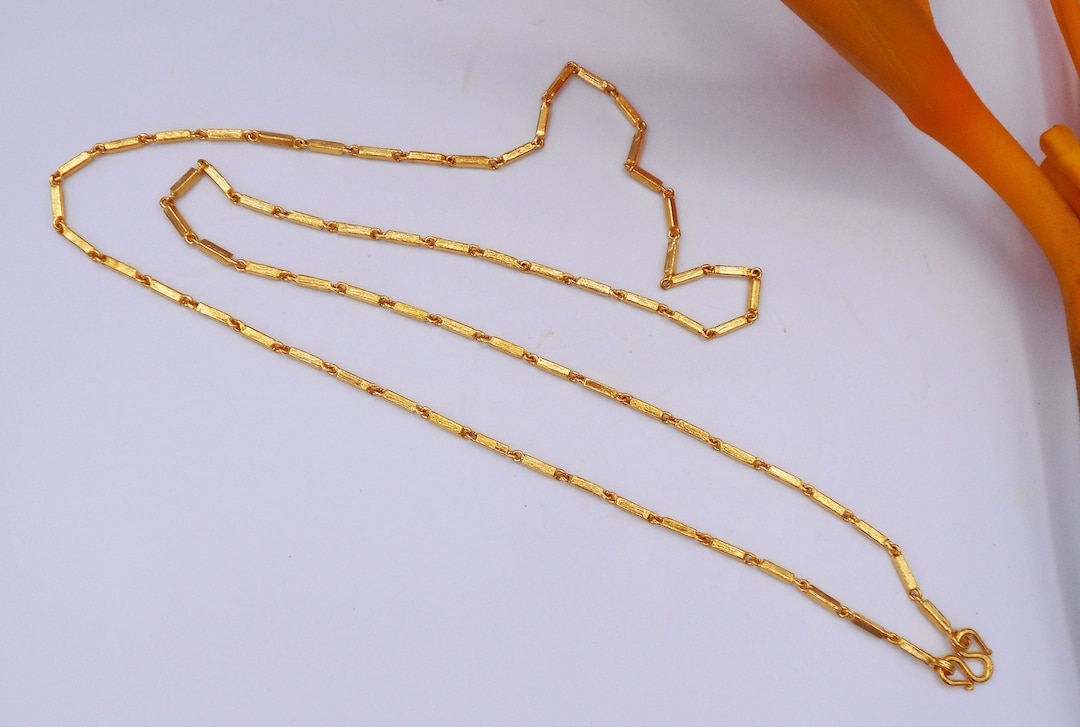2 Mm Necklace Chain 22K 23K 24K Thai Baht Yellow Gold Plated for Men ...