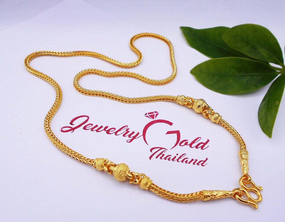 Beaded Lai Thai Link Necklace Gold Sukhothai Style Thai Baht Yellow ... Beaded Lai Thai Link Necklace Gold Sukhothai Style Thai Baht Yellow ...