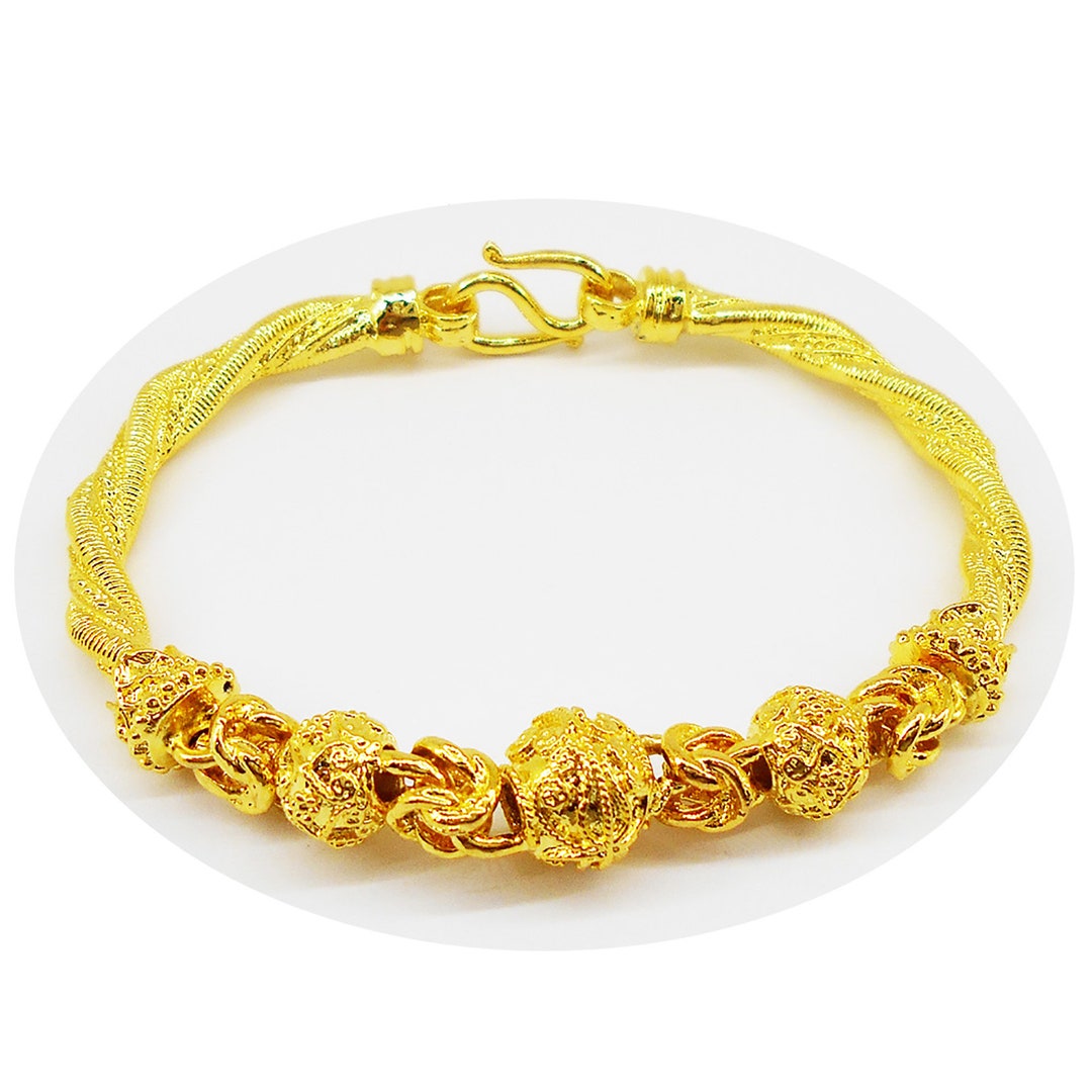 Beaded Lai Thai Bracelet Bangle 22K 23K 24K Thai Baht Yellow Gold ... Beaded Lai Thai Bracelet Bangle 22K 23K 24K Thai Baht Yellow Gold ...