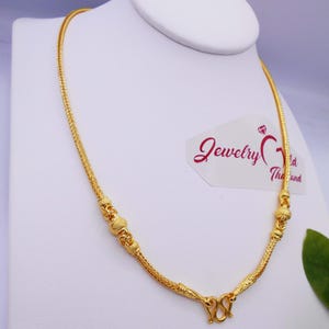 Beaded Lai Thai Link Necklace Gold Sukhothai Style Thai Baht Yellow ...