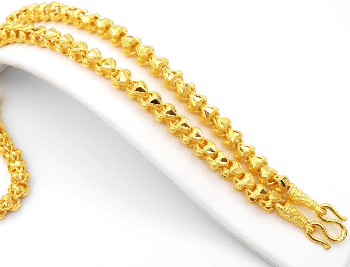 Necklace Gold Chain Link 22K 23K 24K Thai Baht Yellow Gold - Etsy
