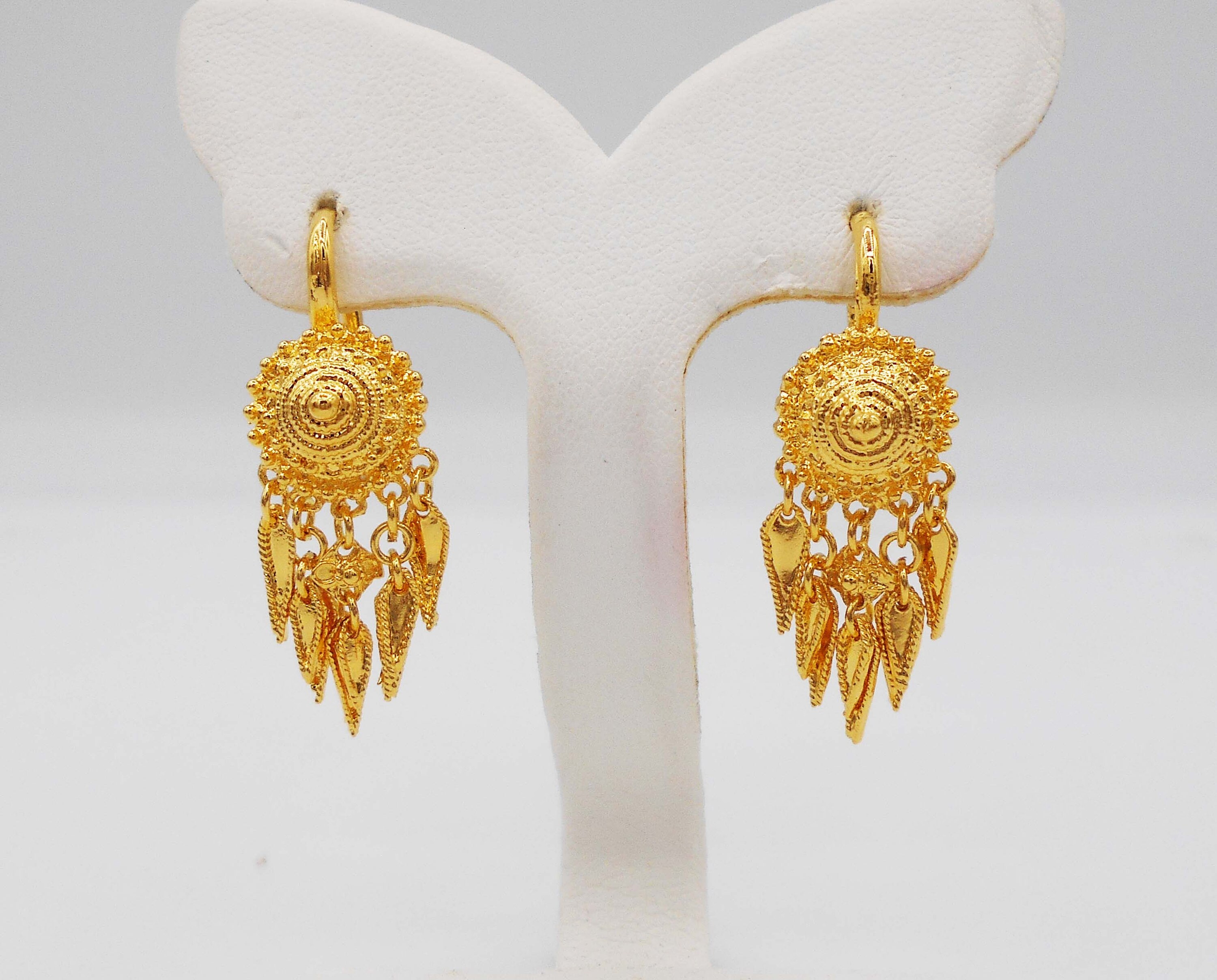 Thai Jewelry Earrings Drop Dangle Lai Thai 22K 23K 24K Thai - Etsy