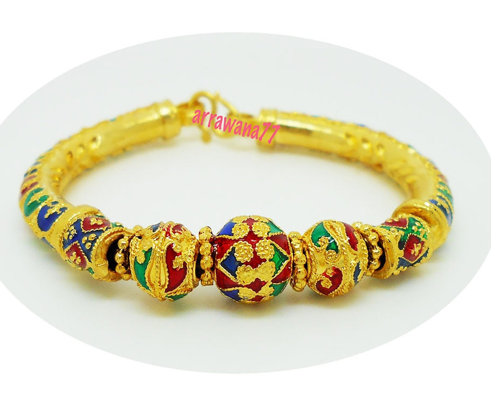 Beaded Lai Thai Enamel Bracelet Bangle 22K 23K 24K Thai Baht - Etsy Beaded Lai Thai Enamel Bracelet Bangle 22K 23K 24K Thai Baht - Etsy