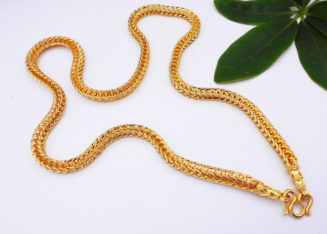 26 Inch Braid Necklace: 23K Thai Gold Plated Chain, 65 Grams ,delivered ...