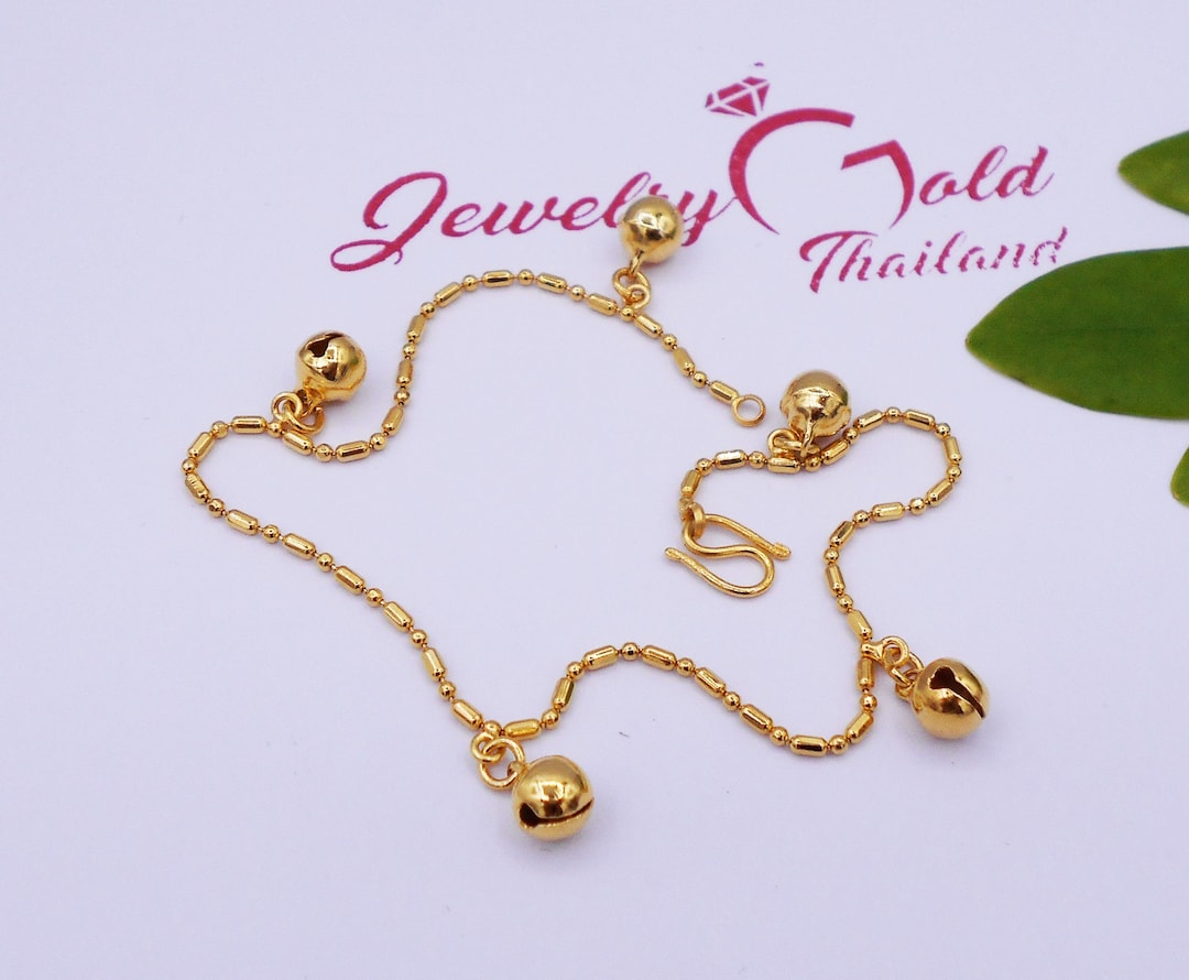 Anklet Bells 22K 23K 24K Thai Baht Yellow Gold Plated Anklet Bell ...
