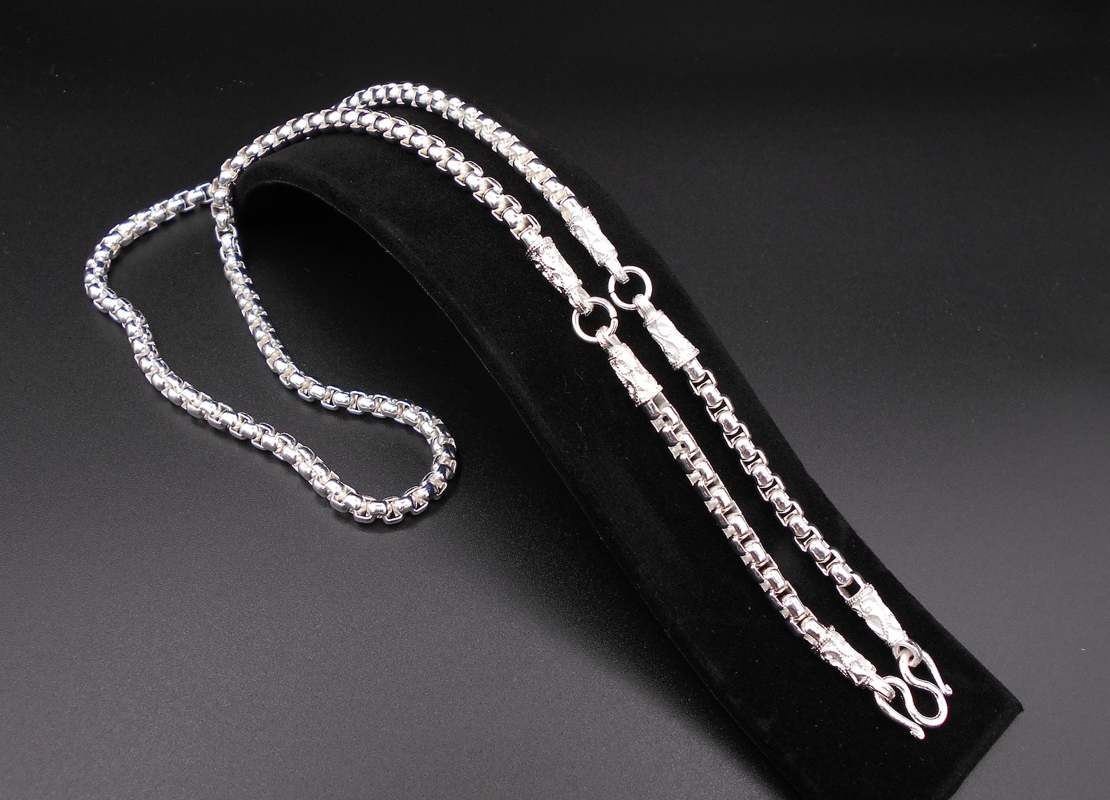 Necklace 2 Hoops Silver Chain 26 Inch 22K 23K 24K Thai Baht - Etsy