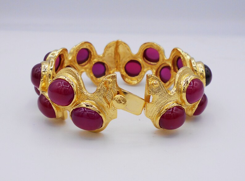 Ruby Red Bangle Bracelet: 24K Gold Plated Thai Design ,delivered Duty ...