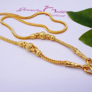 Beaded Lai Thai Link Necklace Gold Sukhothai Style Thai Baht Yellow ...