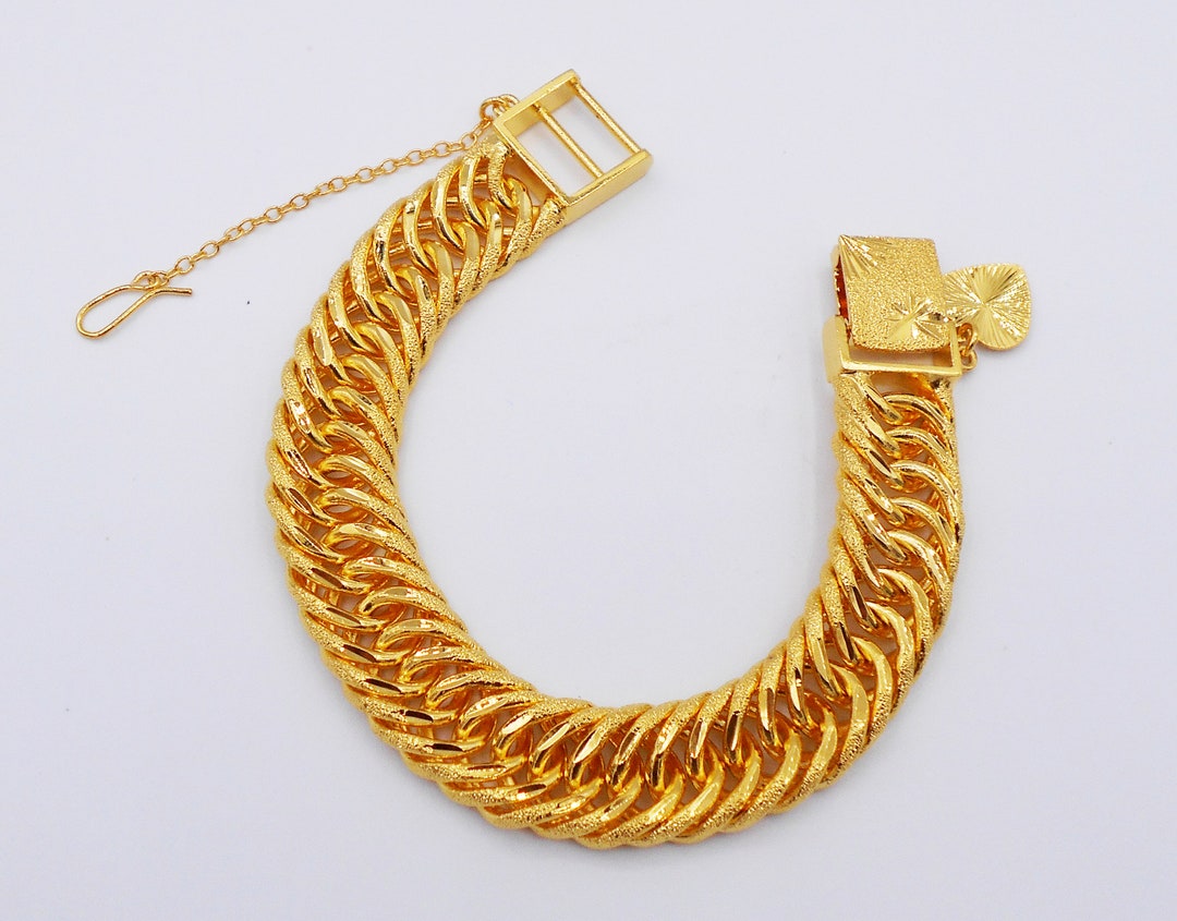 Thai Jewelry Gold Bangle Bracelet 7.5 Inches ,22K 23K 24K Thai Baht ...