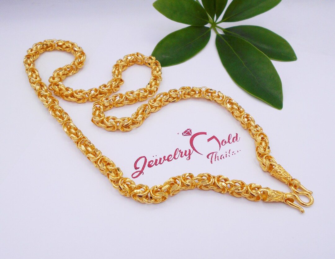 7 Mm Thai Jewelry Gold Necklace Chain Link 22K 23K 24K Thai Baht Yellow ...