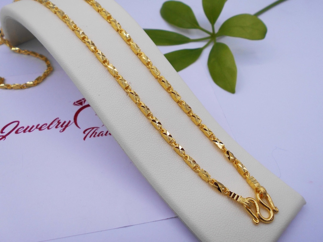 Thai Gold Plated Chain Necklace: 18-26 Inch Amulet Link, 3MM ,delivered ...