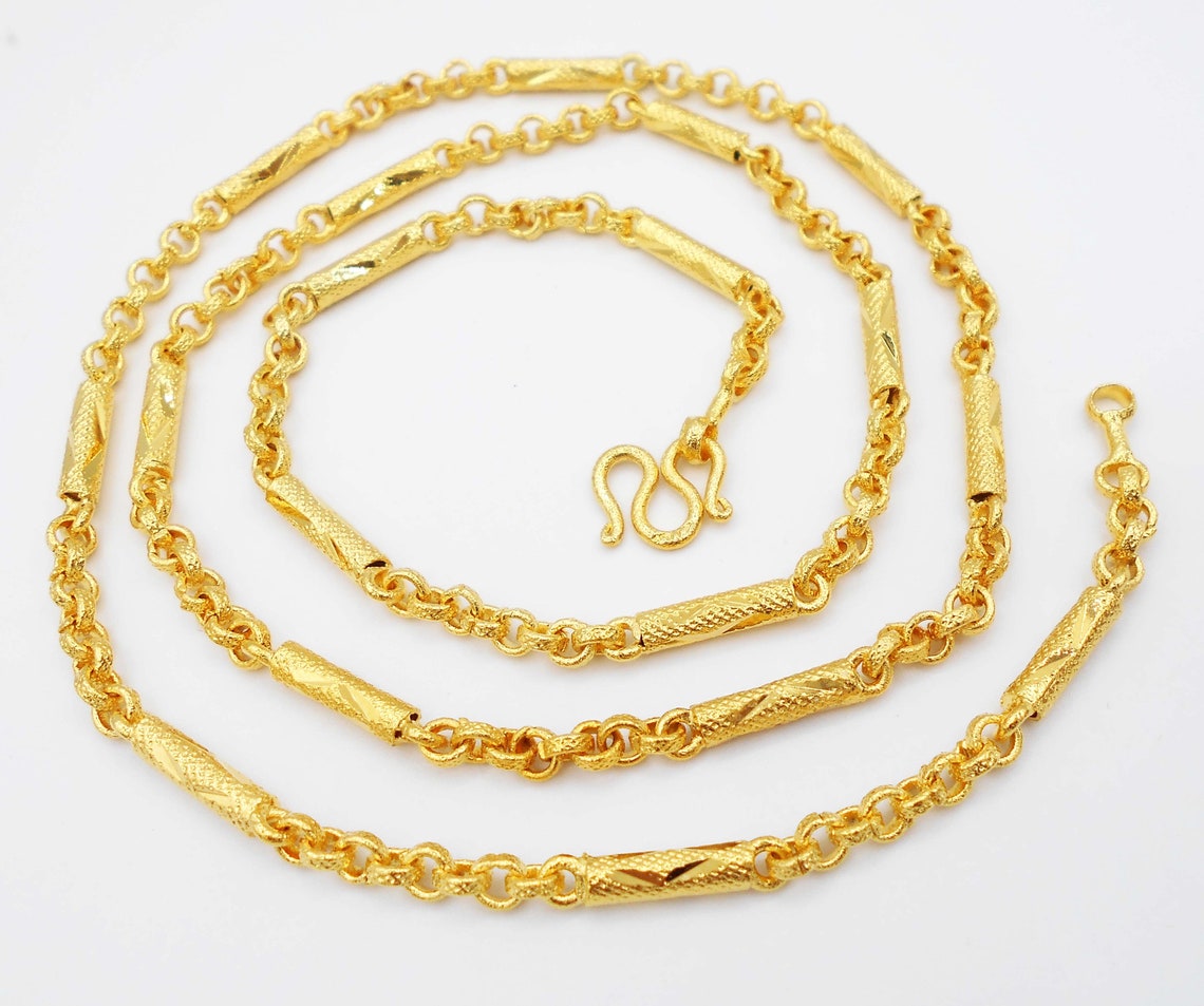 Thai Jewelry Gold Necklace Chain Link 22K 23K 24K Thai Baht | Etsy