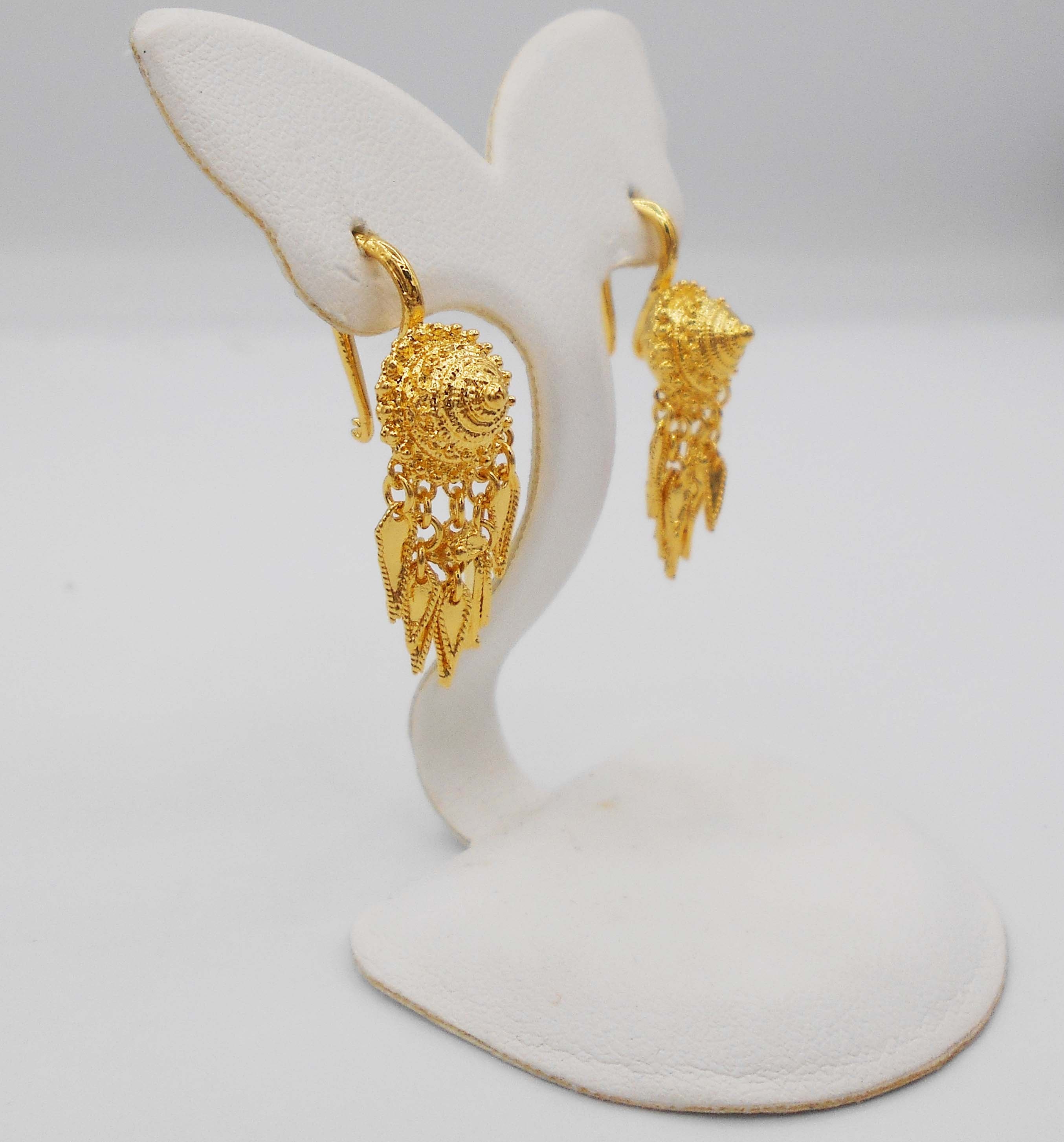 Thai Jewelry Earrings Drop Dangle Lai Thai 22K 23K 24K Thai - Etsy