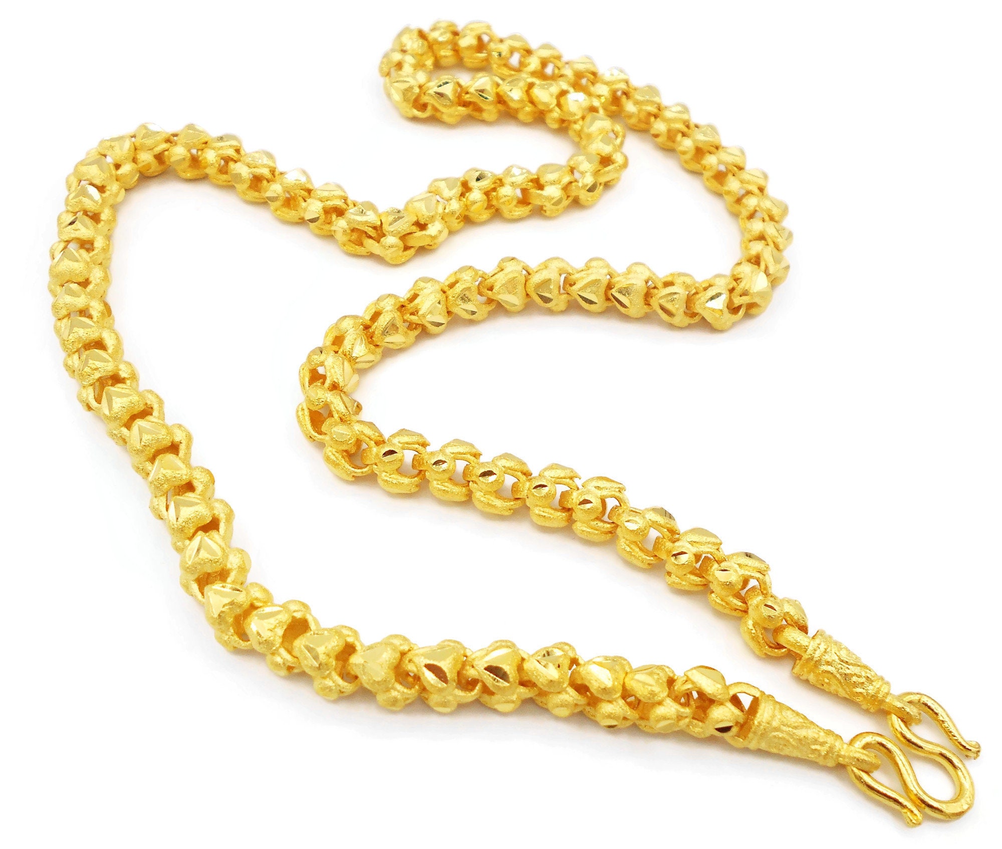 Necklace Gold Chain Link 22K 23K 24K Thai Baht Yellow Gold - Etsy