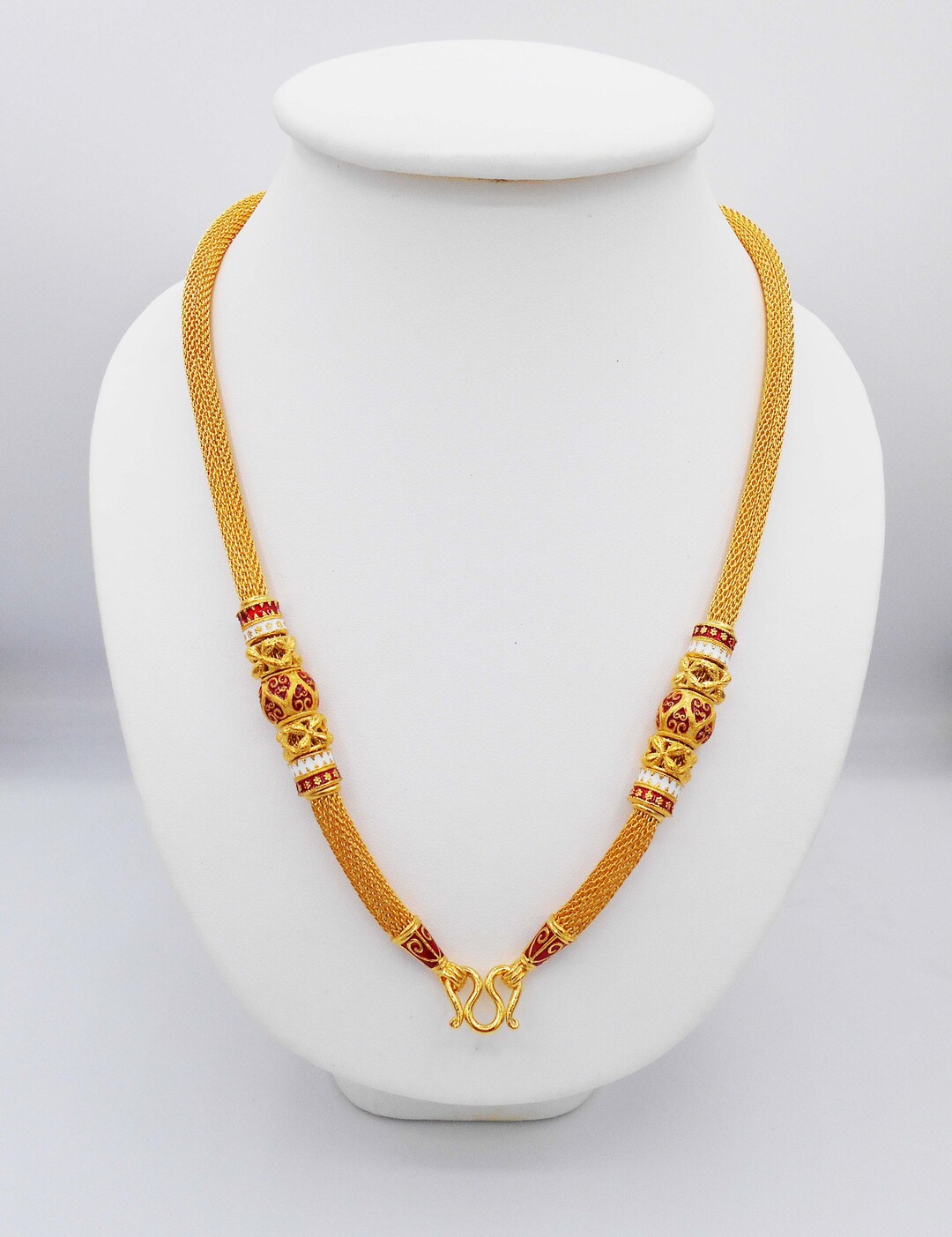 Beaded Lai Thai Necklace Red Enamel Sukhothai Style Thai Baht Yellow ... Beaded Lai Thai Necklace Red Enamel Sukhothai Style Thai Baht Yellow ...