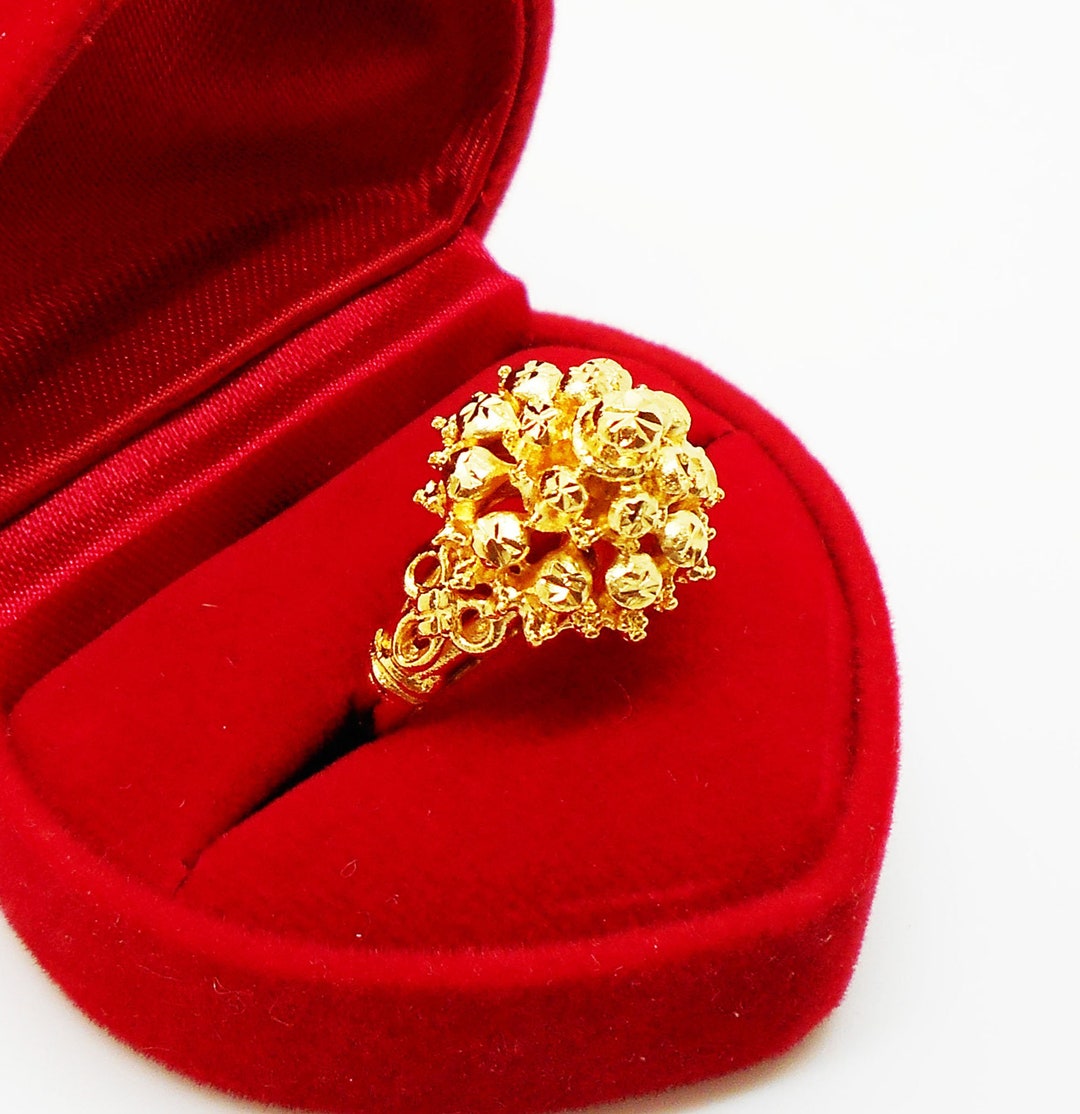 Ring Vintage Style Gold Thai Jewelry 22K 23K 24K Thai Baht Yellow Gold ...