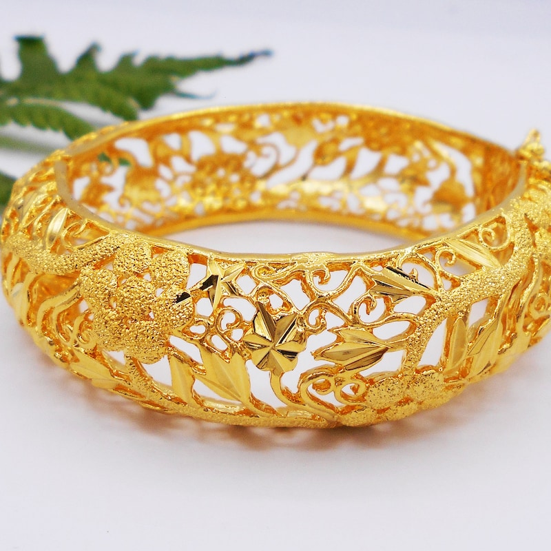 24k Gold Bangle Bracelet - Etsy