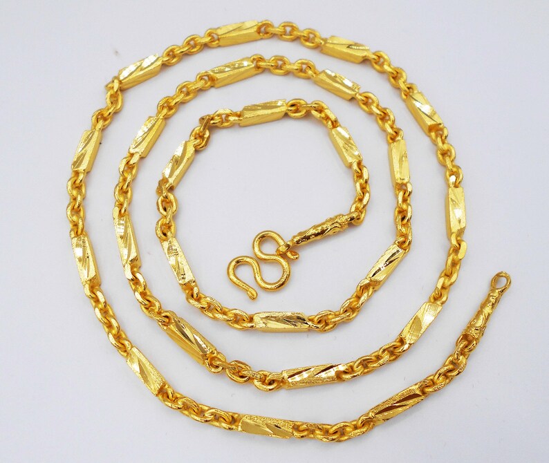 3.5 MM Gold Chain 22K 23K 24K Thai Baht Yellow Gold Plated | Etsy