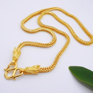 23k Gold Plated Dragon Necklace: Thai Baht Yellow Jewelry, 26 Inch ...