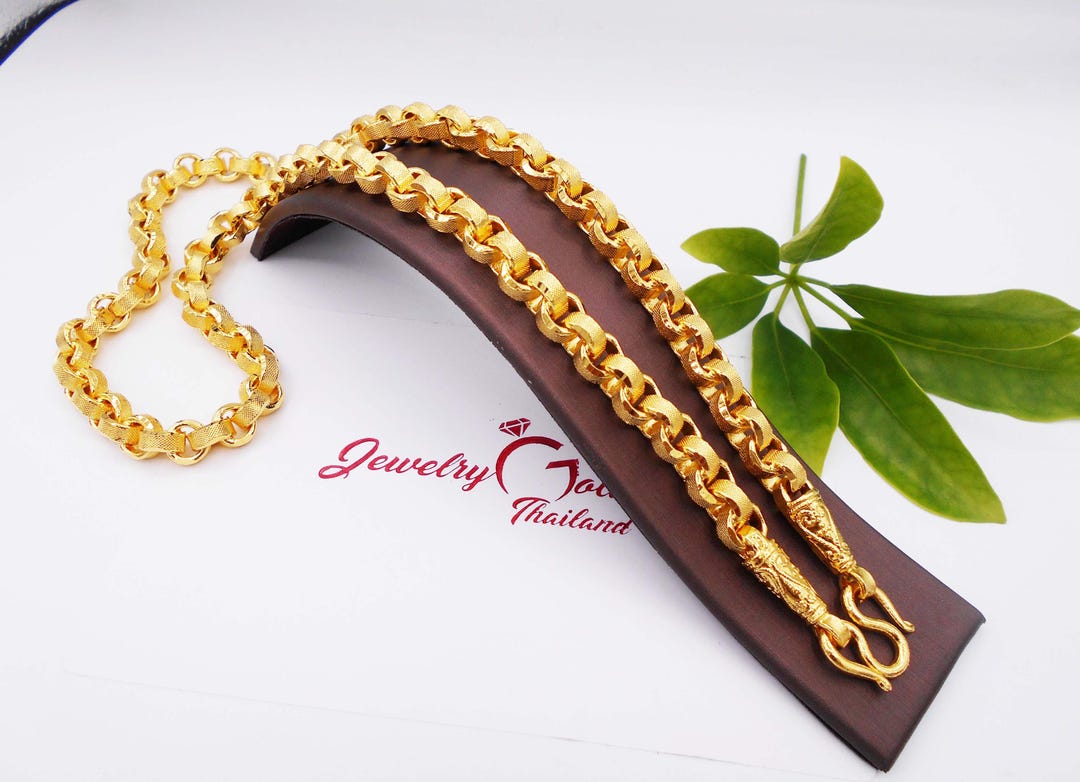 Handmade 23K Gold Plated Thai Chain Necklace - 10mm, 26 Inch ,delivered ...