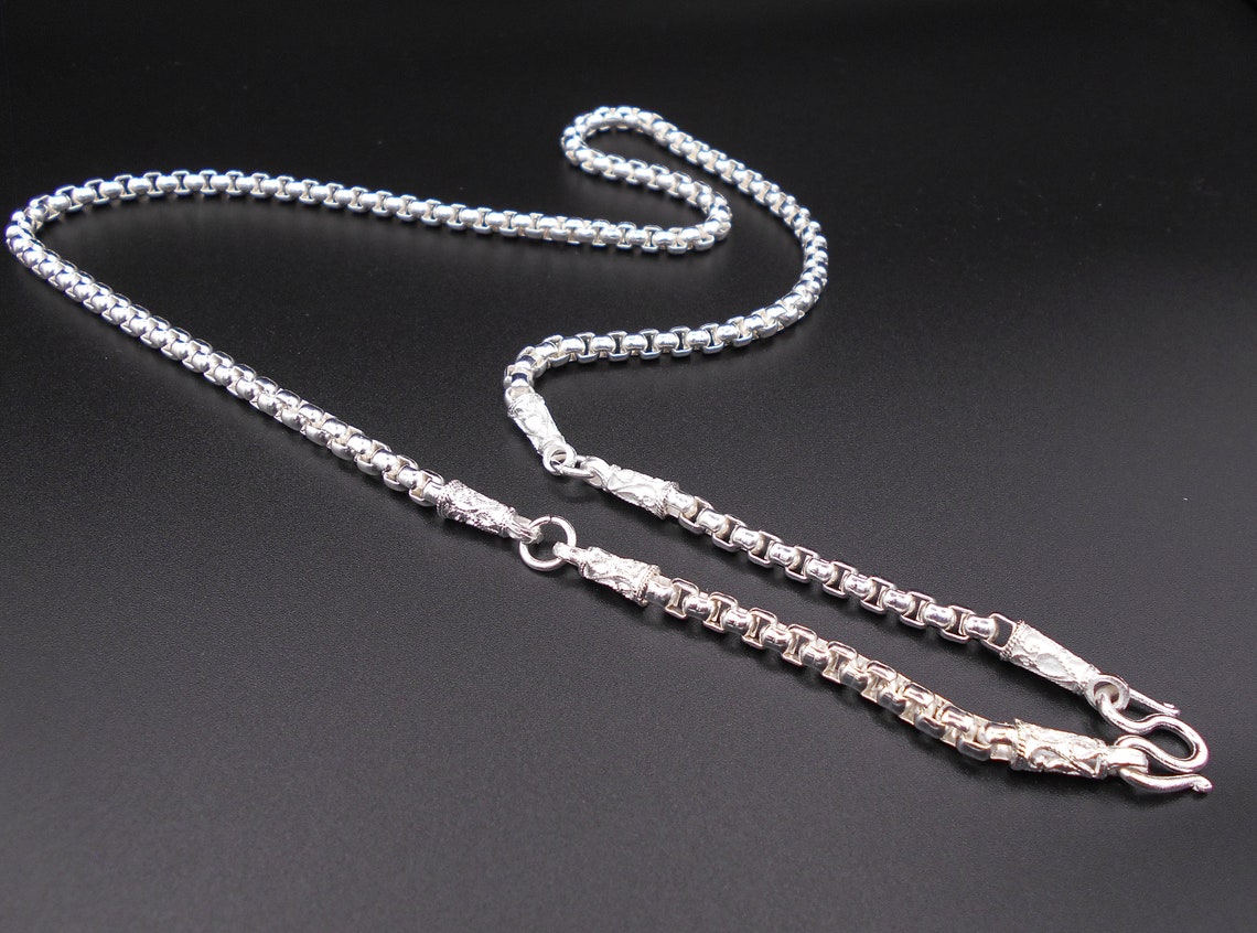 Necklace 2 Hoops Silver Chain 26 Inch 22K 23K 24K Thai Baht - Etsy