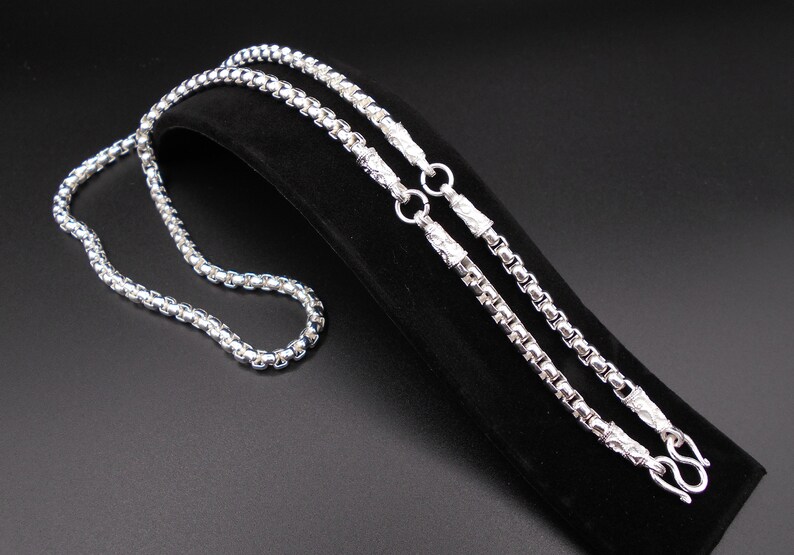 Necklace 2 Hoops Silver Chain 26 Inch 22K 23K 24K Thai Baht - Etsy