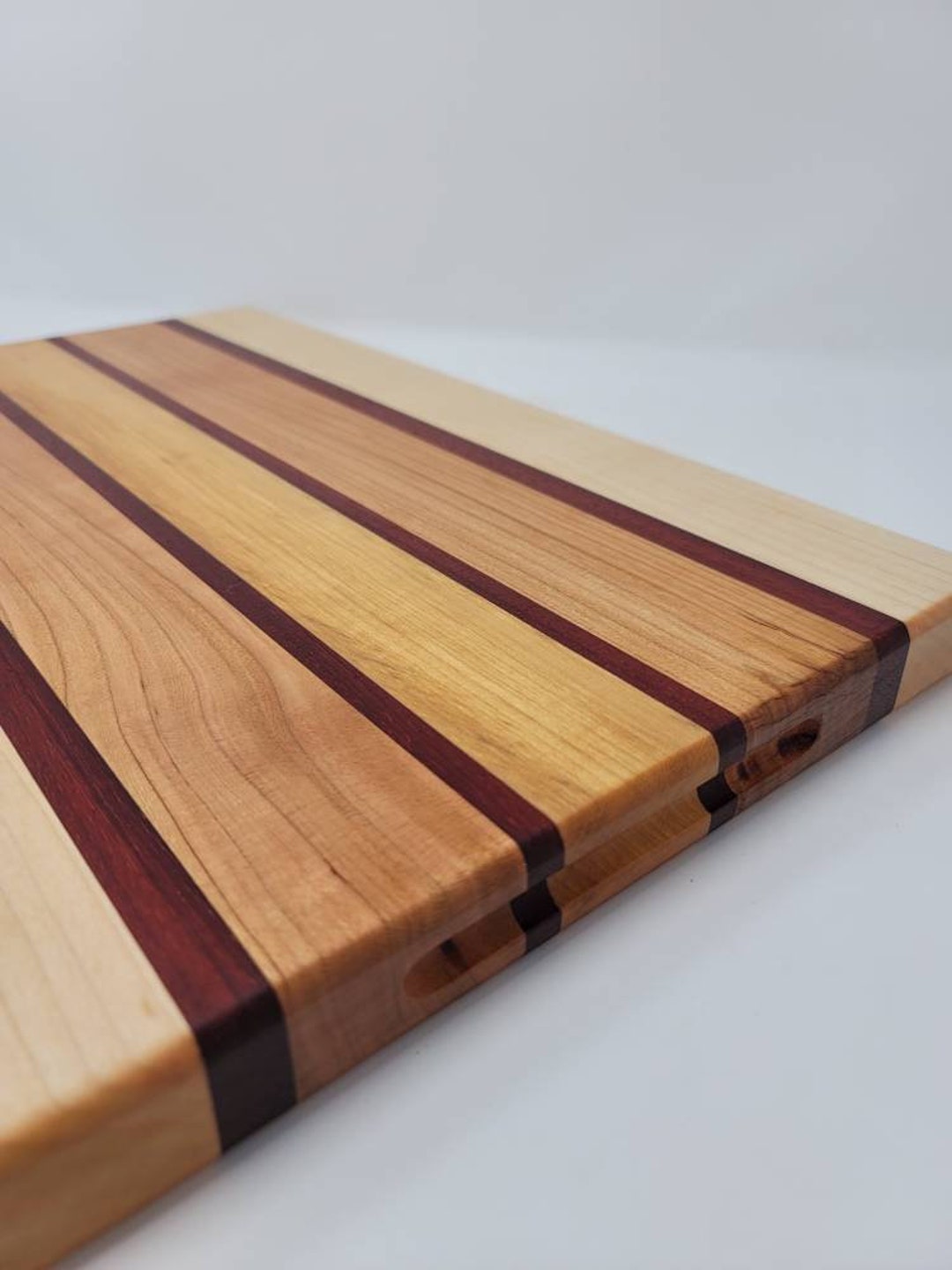 Handmade Hard Wood Cutting or Serving Board With Maple, Cherry and ...