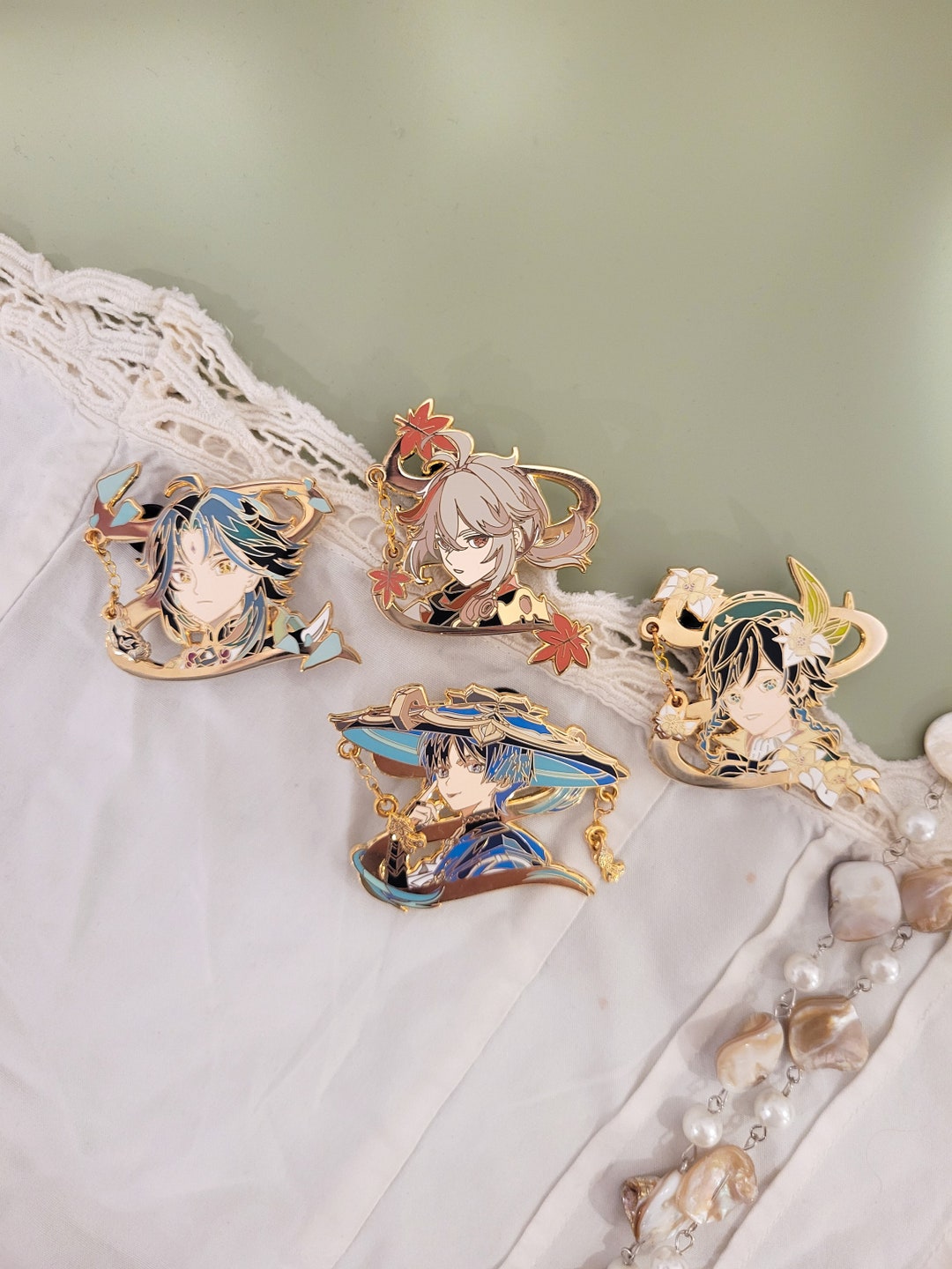 Genshin Impact Dangle Charm Enamel Pins - Etsy