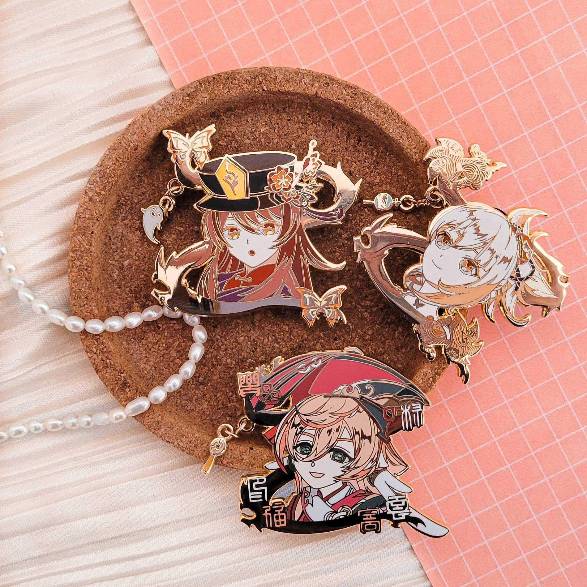 Genshin Impact Pyro Girls Pins hutao, Yanfei, Yoimiya - Etsy