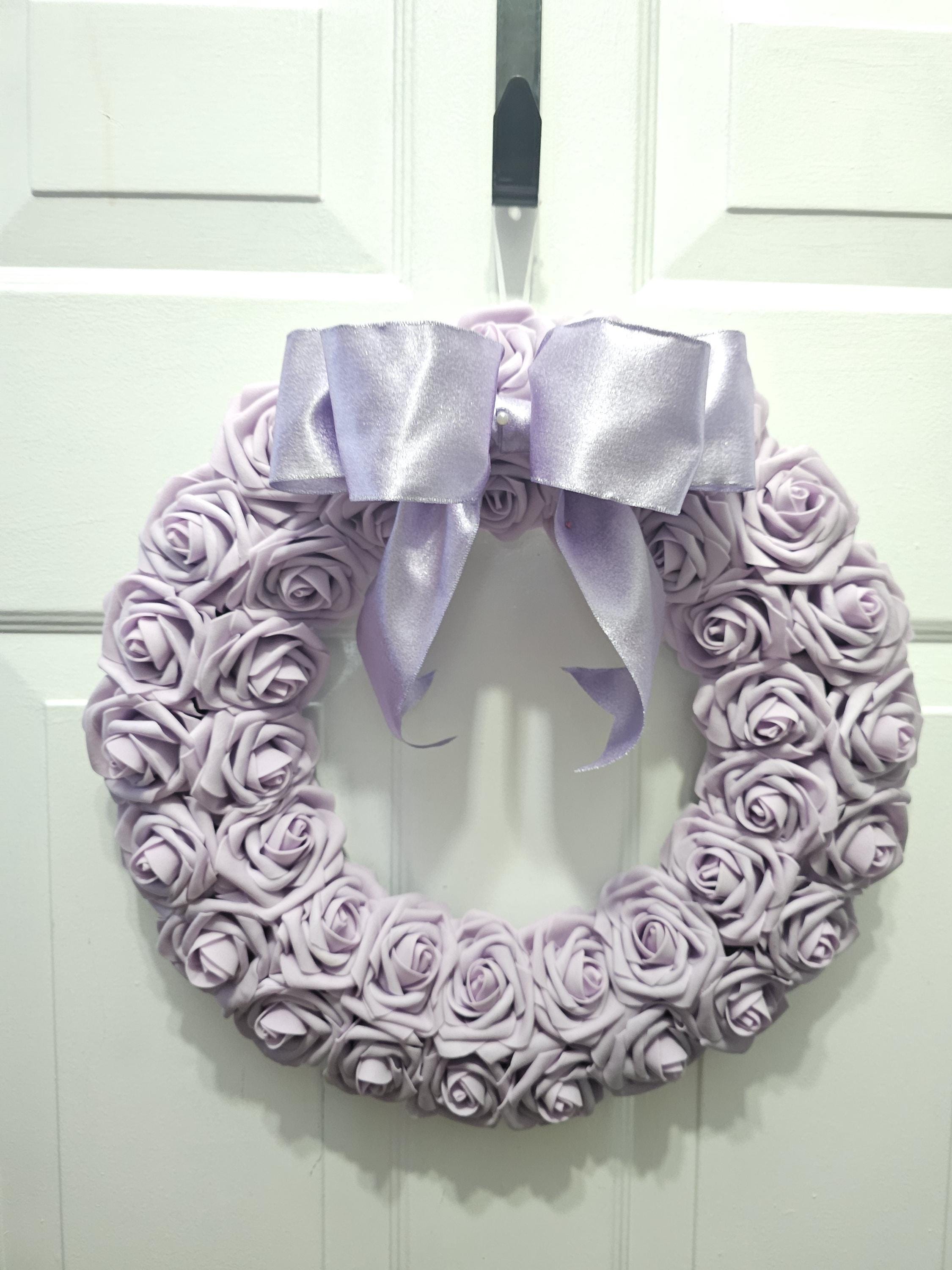 Purple Rose Wreath, Spring Door Wreath, Mother's Day Gift, Lavender ...