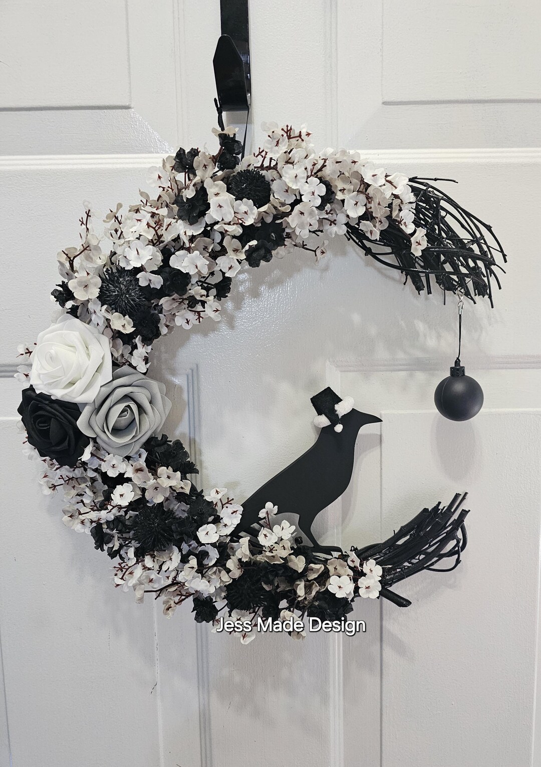 Gothic Raven Moon Wreath. Creepmas Wreath. Santa Crow Decor. Goth ...