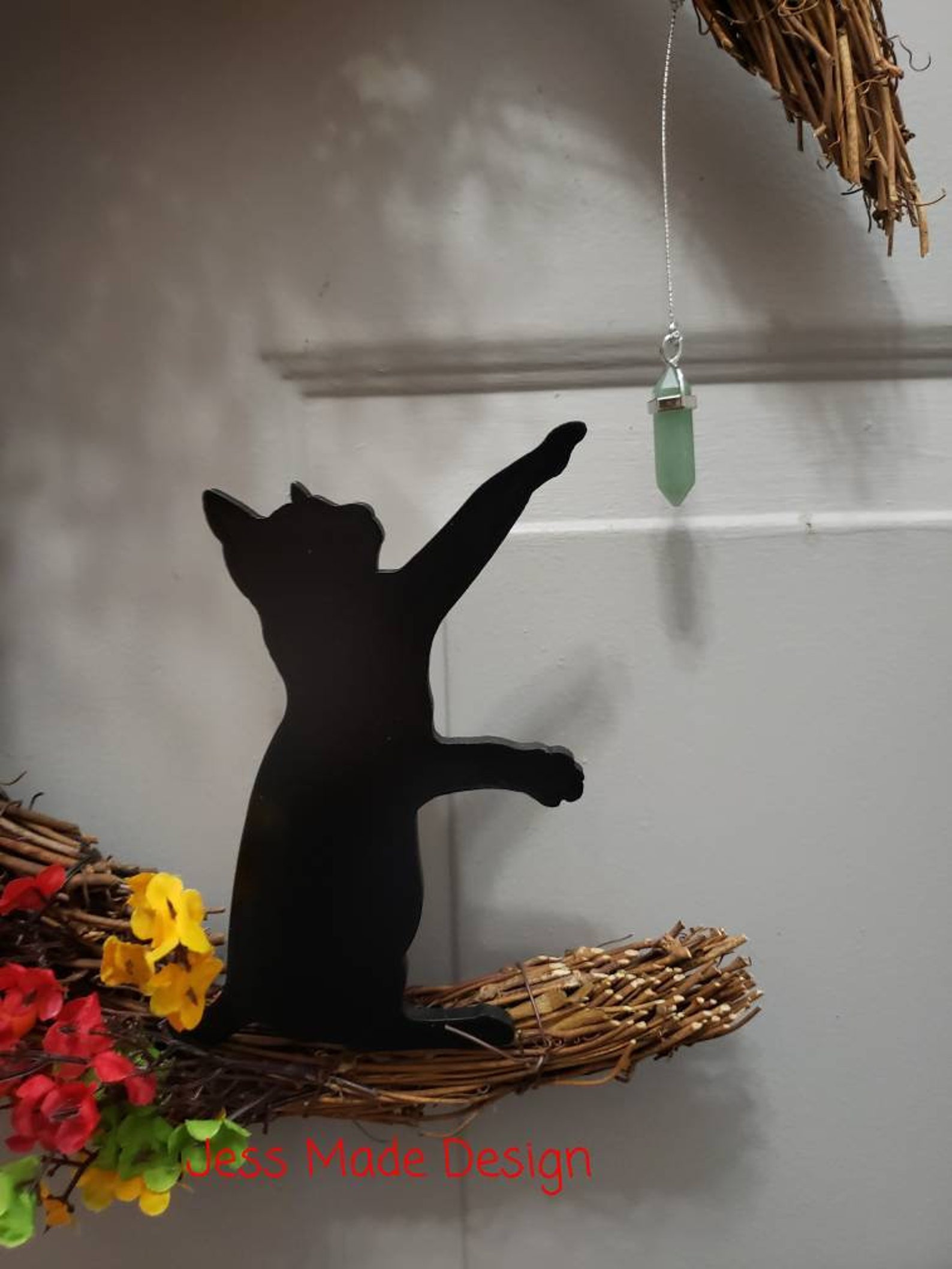 Fall Moon Wreath, Kitty Moon Wreath, Crescent Moon Wreath, Black Cat ...