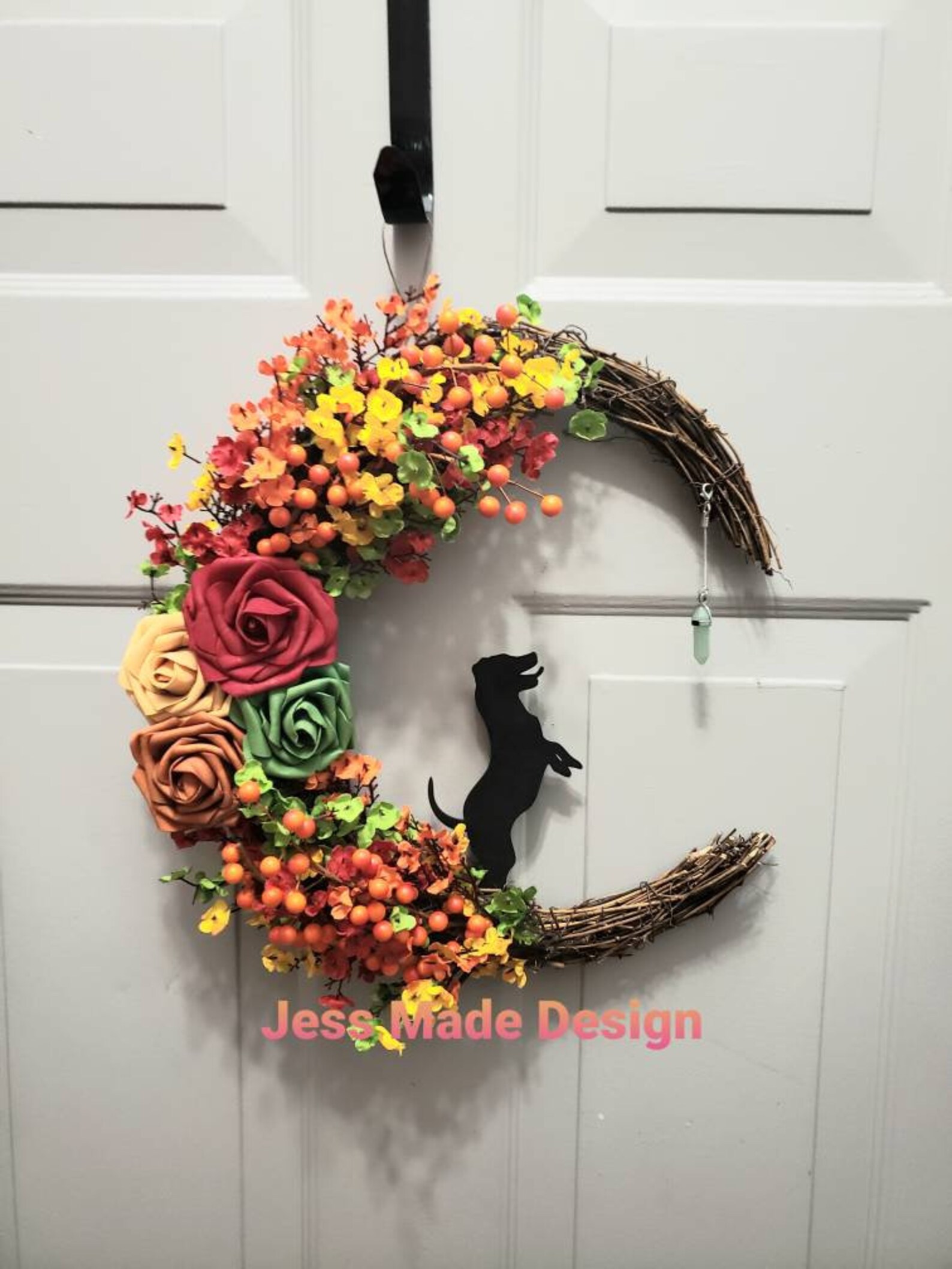 Fall Moon Wreath, Kitty Moon Wreath, Crescent Moon Wreath, Black Cat ...