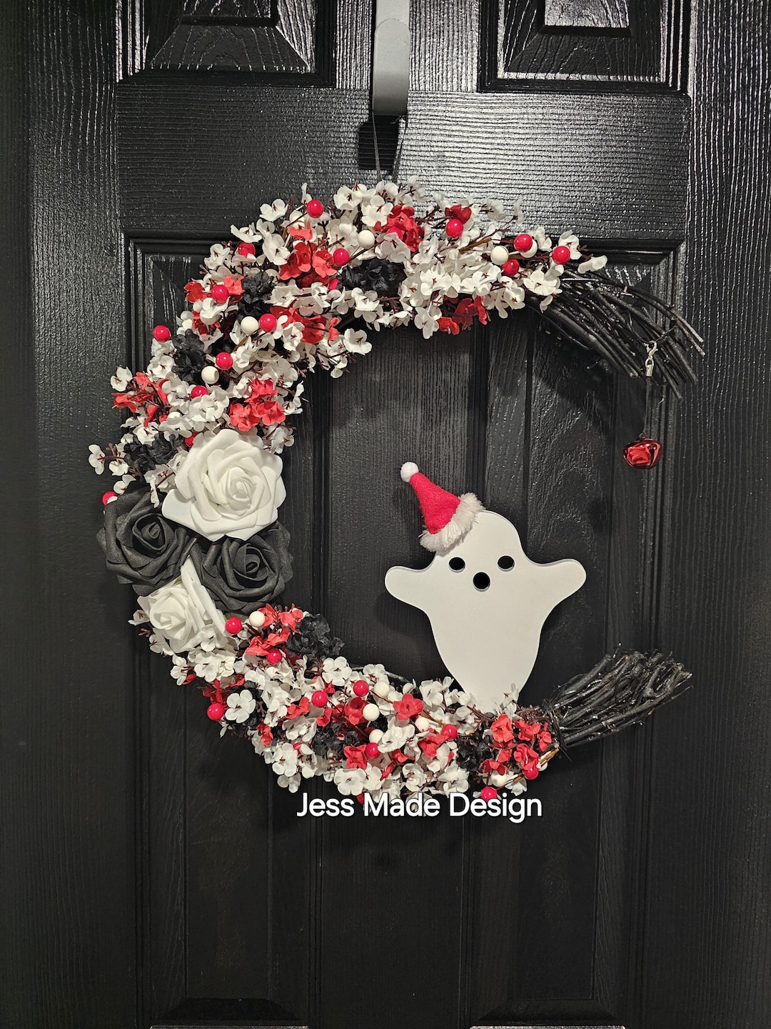 Gothic Ghost Moon Wreath. Creepmas Wreath. Santa Ghost Decor. Goth ...