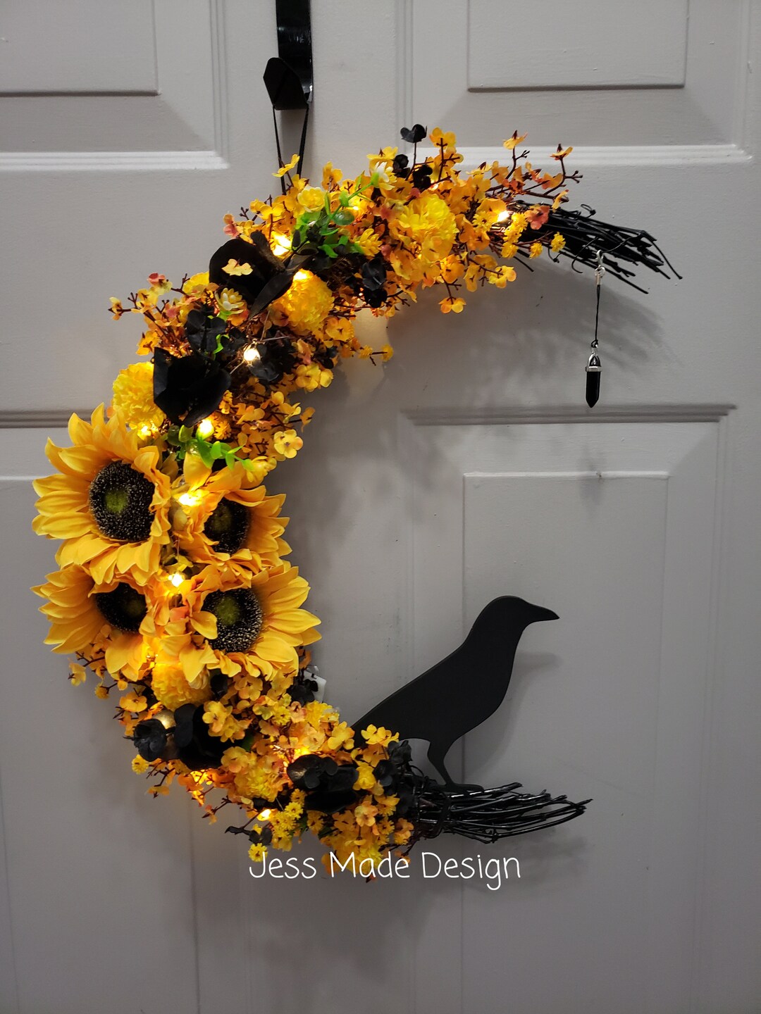 Sunflower Wreath, Sunflower Wall Decor, Raven Home Decor, Spring Door ...